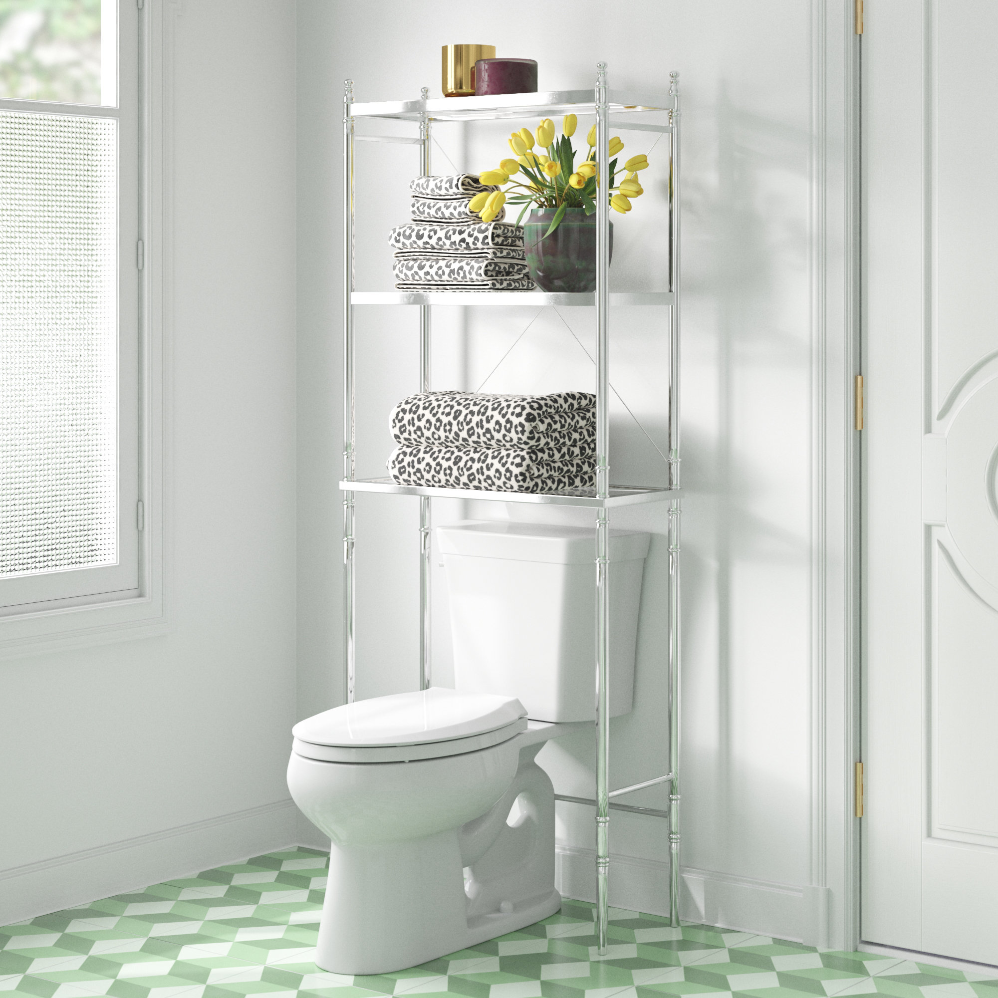 Etta Avenue Marisa Chrome Freestanding Over the Toilet 3 Shelf Storage Etagere Reviews Wayfair
